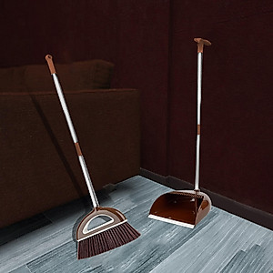 Brooms and Dustpan Set with 35" Long Handle, 181° Rotatable Standing Storage Buckle Type, Built-in Combs and Scraper, Lightweight & Robust, for Home, Kitchen, Room, Office, Floor Use