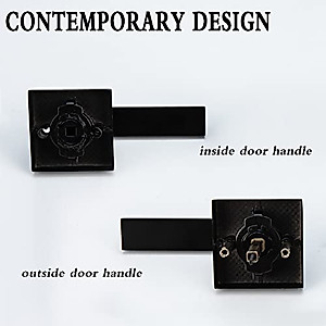 MAXECURITY Passage Door Lever Matte Black Square Interior Door Handle Keyless Doorknob Hall and Closet Lockset Handleset，Heavy Duty Non-Locking Lever Set for Left or Right Handing.
