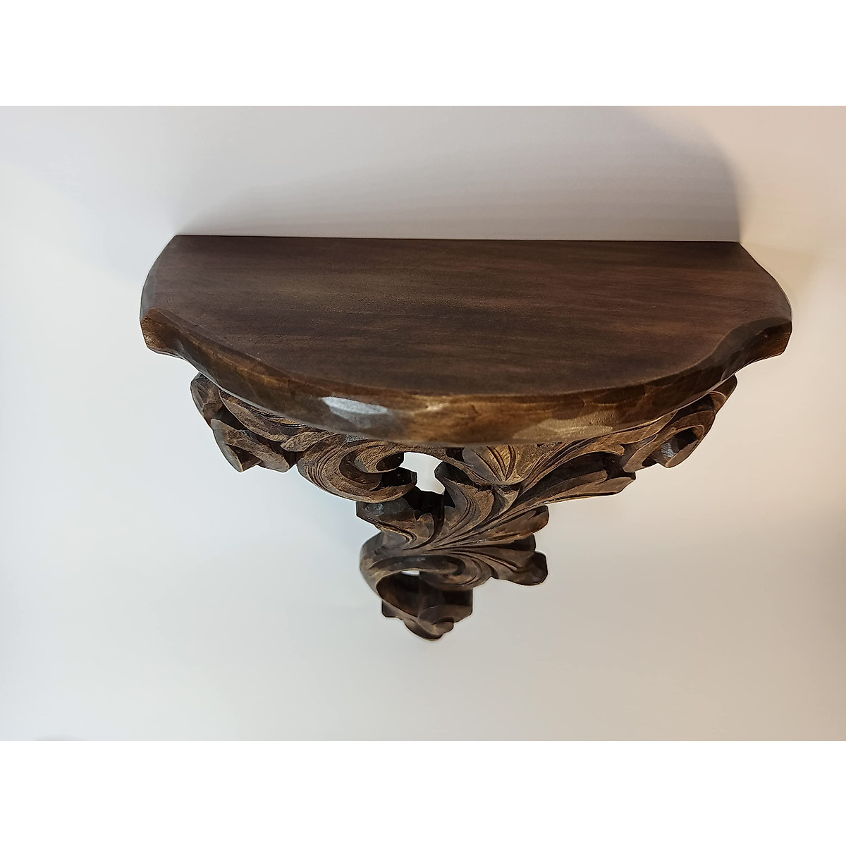 mik-Dyzayn Vintage Shelf, Unique Hand Carved Wall Shelf, Carved Wooden Shelf for Icons with Candlestick, Wood Carving Wall Shelf, Wood Shelf, Shelving