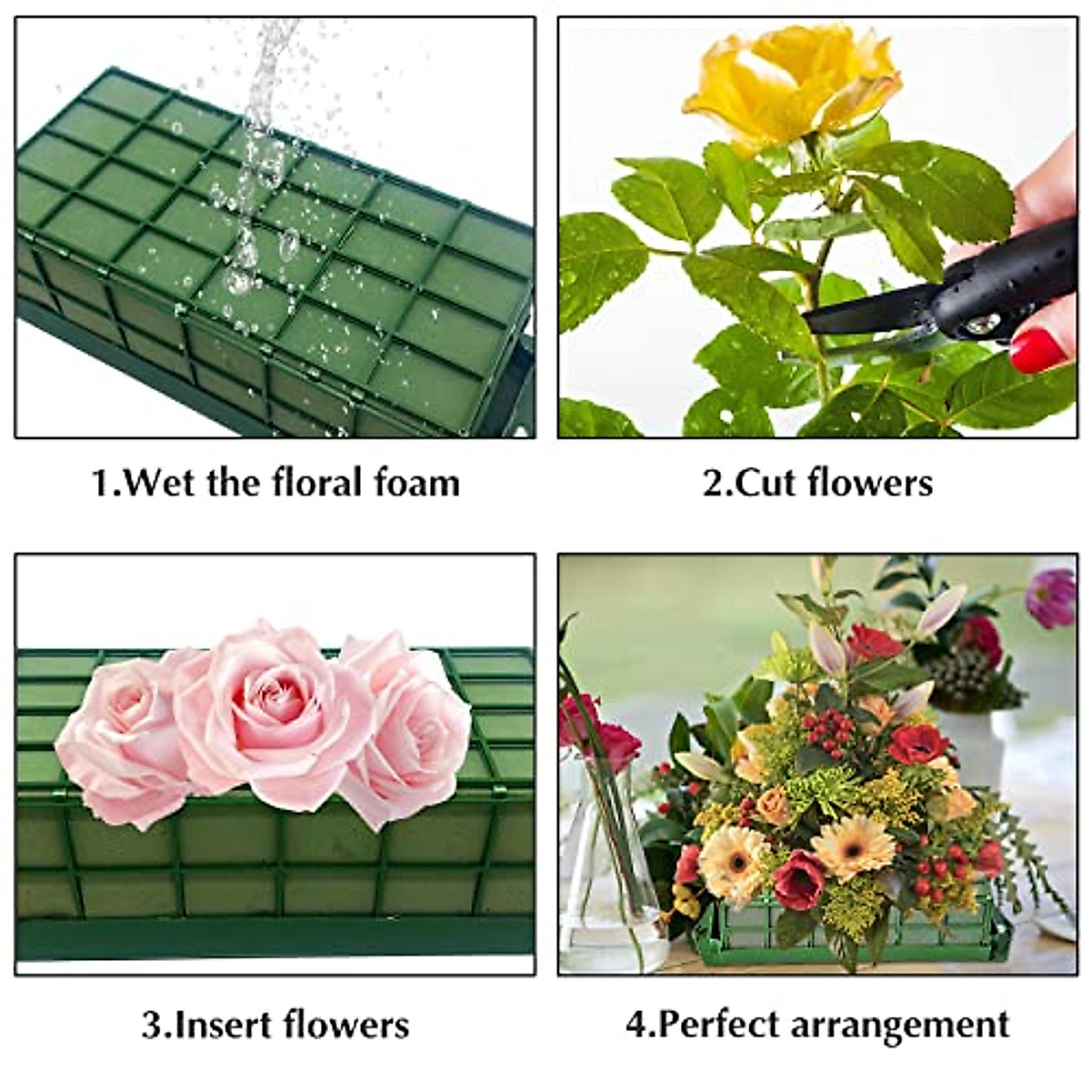2 Pieces Floral Foam Cage,Flower Arrangements Supplies with Floral Foam,Rectangle Flower Holder Floral Foam Bricks for Fresh Flower Wedding Holiday Decorations