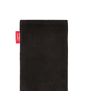 fitBAG Folk Black Custom Tailored Sleeve for Xiaomi Redmi Note 6 Pro | Made in Germany | Fine Nappa Leather Pouch case Cover with Microfibre Lining for Display Cleaning