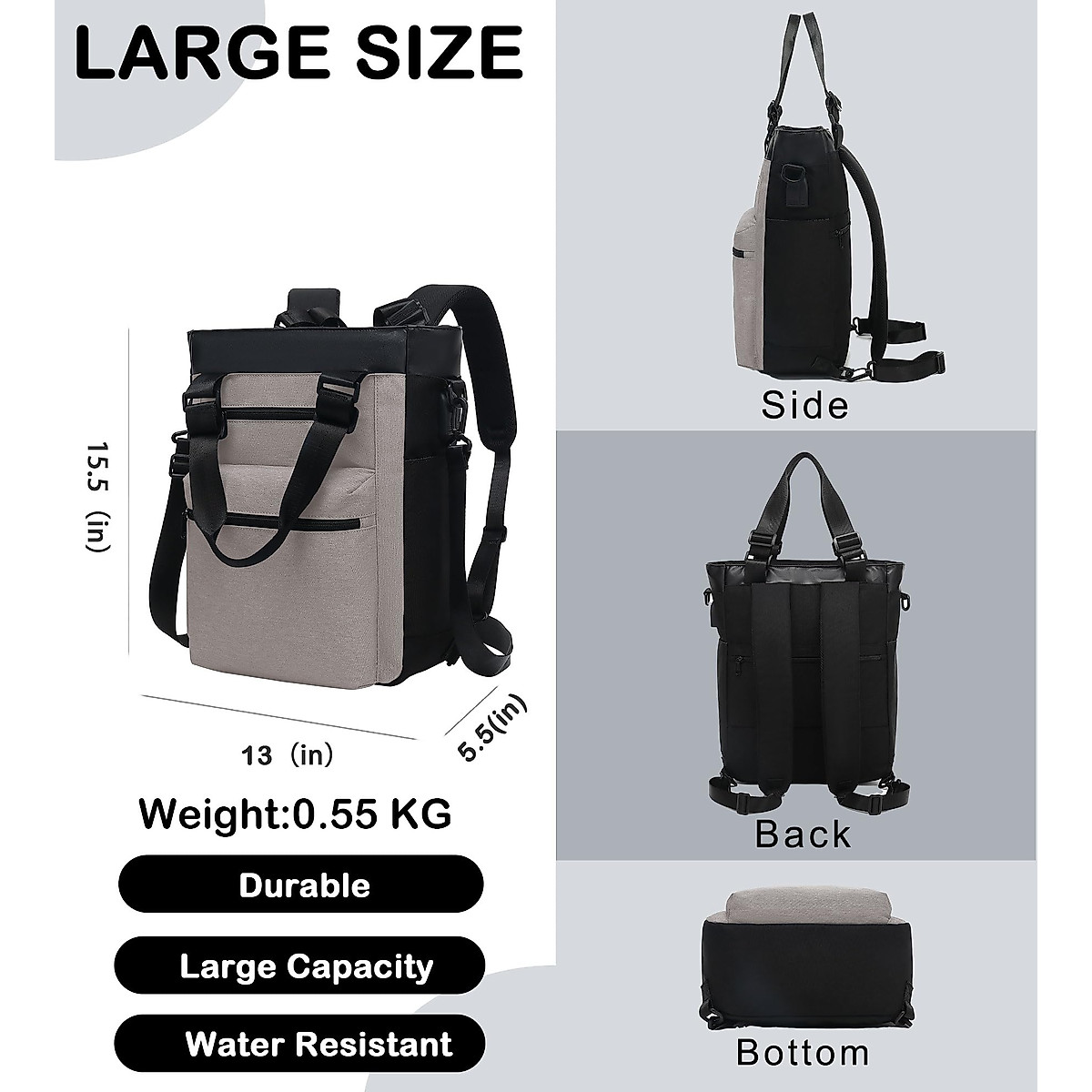 BASICPOWER Backpack Purse for Women Convertible Laptop Tote Work Bag Nurse Teacher Bag for Travel