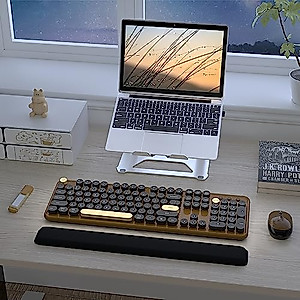 Links9+ Wireless Keyboard and Mouse Combos, Retro Keyboard and Mouse Wireless Full Size, 2.4Ghz Connection and Optical Mouse for Windows, Mac, PC, Laptop for Home and Office (Coffee-Black)
