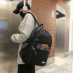 JARKJARD Kawaii Backpack Cute Aesthetic Backpack for School College Student Travel Bookbag for Girls Large Capacity Casual Daypack(Black)