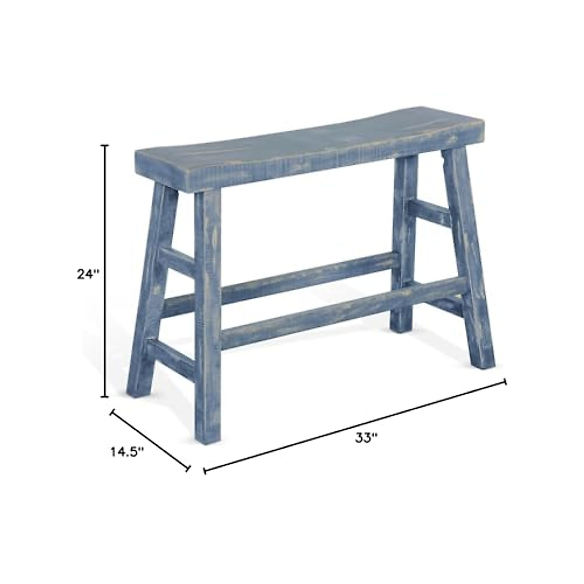 Sunny Designs Marina 24" Farmhouse Mahogany Wood Bench in Ocean Blue