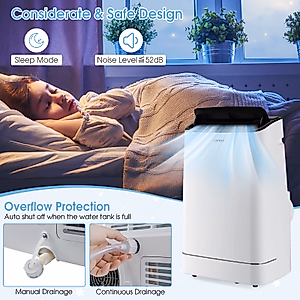 COSTWAY 15000 BTU Portable Air Conditioner, with Heat, Auto Swing 4-in-1 AC Unit for Rooms up to 800 Sq.Ft, with Built-in Dehumidifier, 24H Timer, Remote Control/APP Control & Window Kit
