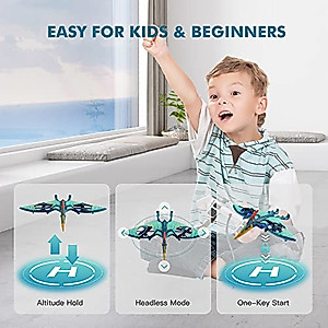Pterosaur Dinosaur Toys Drone for Kids - Indoor Quadcopter with Altitude Hold, Headless Mode, LED Light One Key Start Speed Adjustment, Toys for 8 9 10 11 12 Year Old Boys&Girls, Birthday, Christmas Gifts