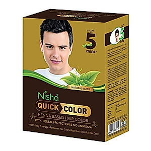 Nisha Quick Hair Color Henna-Based Herbal Protection & No Ammonia 100% Grey Coverage permanent Root Touch Up & Full Hair Color
