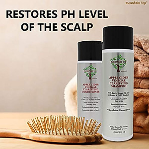 MOUNTAIN TOP Apple Cider Vinegar ACV Shampoo & Conditioner Set (2 x 8oz) with Biotin, Castor Oil - Fuller & Thicker Hair, Reduced Frizz, Split Ends - Paraben, Sulfate Free, All Hair Types, Men & Women