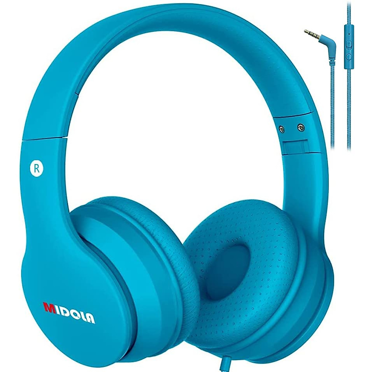 MIDOLA Kids Headphones Wired Over Ear Foldable Volume Limit 85dB /110dB Light Foldable Headset with Inline AUX 3.5mm Mic for Child Boy Girl Travel School Gaming Pad PC Laptop Tablet Blue