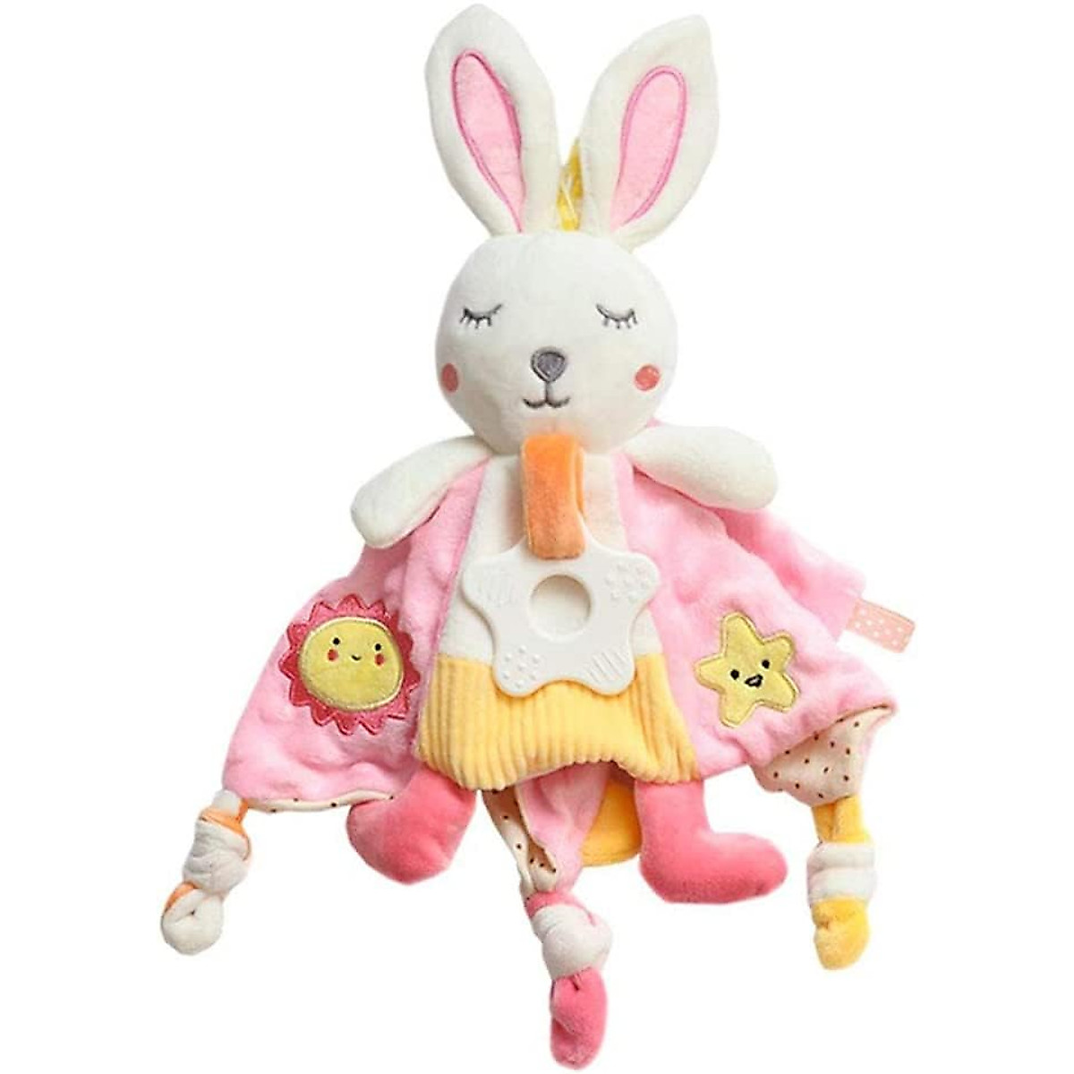 YOLINYOISH Animal Snuggler Lovey Blanket for Kids, Babies, Boys, Girls, Triangle Neutral Security Blanket with Stuffed Animal (Rabbit)