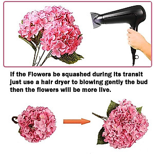 Yamuduo 5Heads Artificial Fake Flowers Plants Silk Hydrangea Arrangements Wedding Bouquets Decorations Plastic Floral Home Kitchen Garden Party Festival Bar DIY (Black)