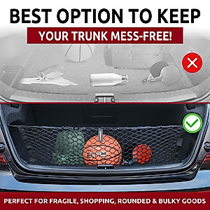 Envelope Style Automotive Elastic Trunk Mesh Cargo Net for Volvo S60 B5-2019-2025 - Premium Trunk Organizer and Storage - Luggage Net for Sedan - Car Organizer for Volvo S60 T8