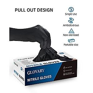 Glovary Black Cooking Gloves Disposable Latex and Powder Free Nitrile Glove Large 6 Mil, 100 Count, Hair Dye Cleaning, Food Grade Handling Service Gloves