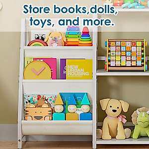 Jnancun Kids Bookshelf and Toy Storage, 6-Tier Book Shelf for Kids Rooms,Playroom,Bedroom,Living Room,Nursery,Baby Bookshelf (White)