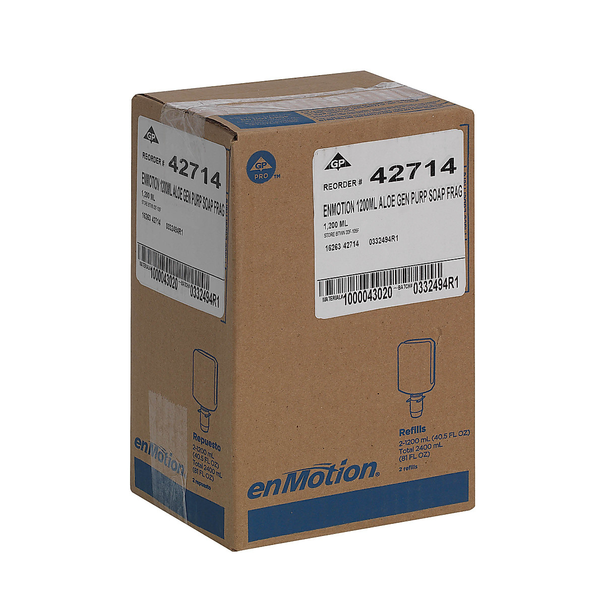 enMotion Gen2 Moisturizing Foam Soap Dispenser Refill by GP PRO (Georgia-Pacific); Dye and Fragrance Free; 42714; 1200 mL Per Bottle; 2 Bottles Per Case