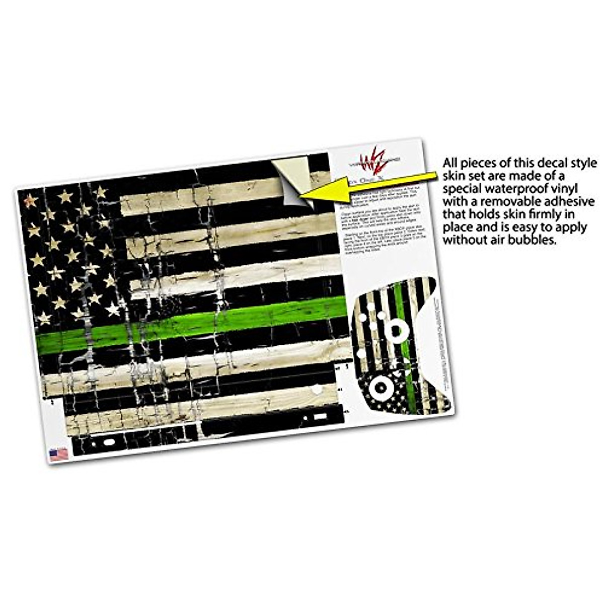 WraptorSkinz Decal Vinyl Skin Wrap Compatible with Xbox One X Console and Controller - Painted Faded and Cracked Green Line USA American Flag