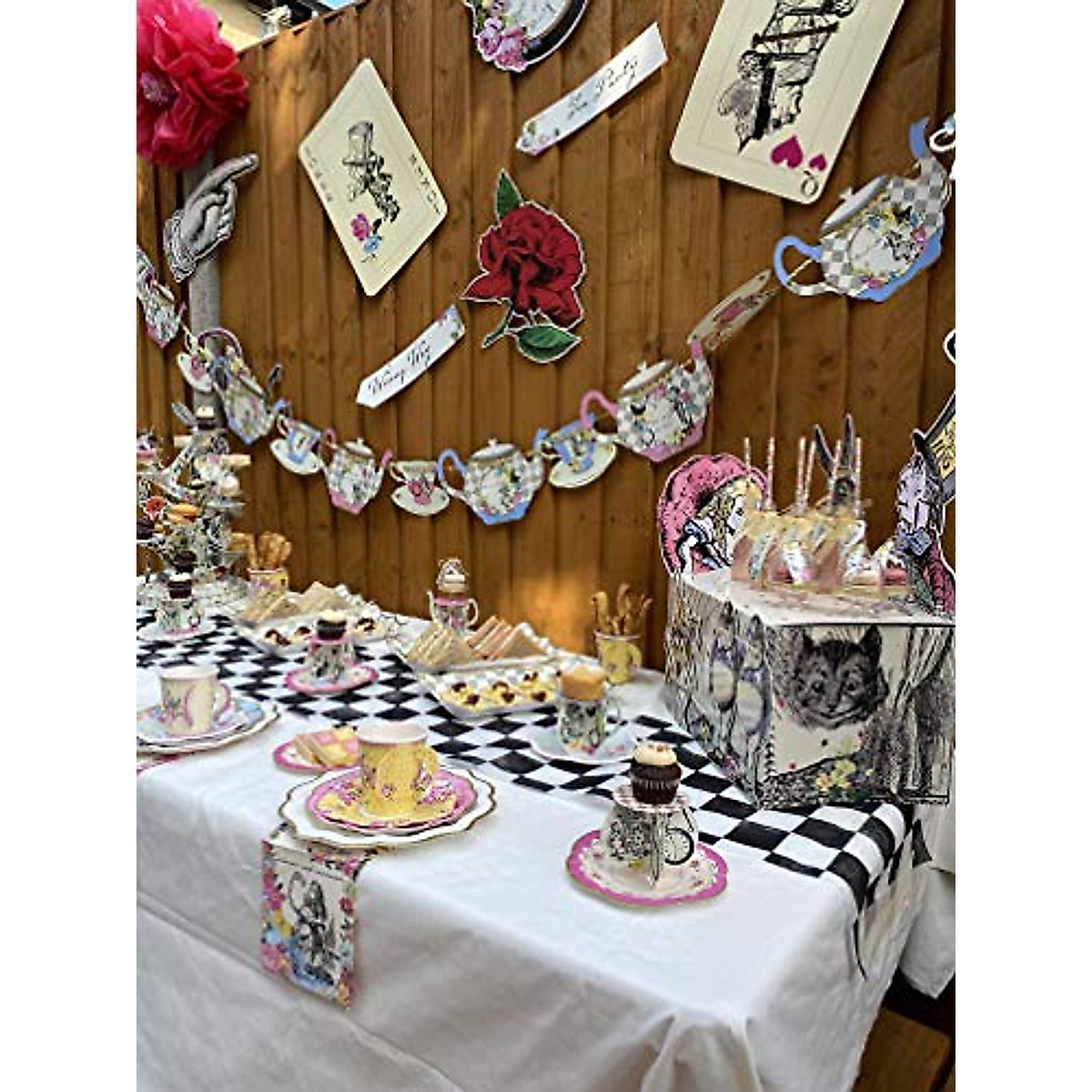 Talking Tables Truly Alice Hanging Teapot Bunting (13 Ft.) for a Tea Party, Multicolor