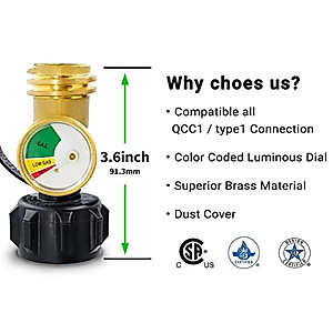 LONGADS Propane Tank Gauge Level Indicator for 5lb-40lb Propane Tank. Rv Propane Tank Gauge for Gas Grill, Heater, Fire Pit and More Appliances