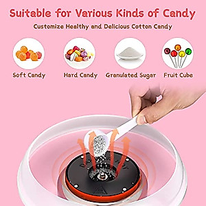 Cotton Candy Machine for Kids, Professional Cotton Candy Maker Machine BPA Free with 10 Cones and Sugar Scoop for Birthday Parties, Children's Day