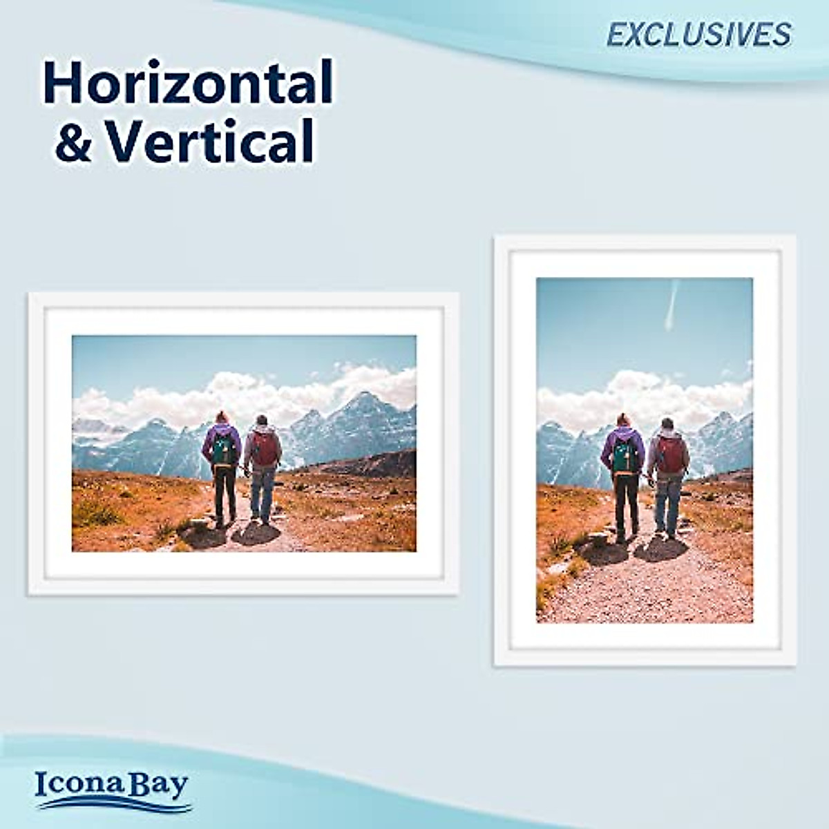 Icona Bay 11x17 White Picture Frame with Mat to 9x14 Image, Sturdy Wood Composite Poster Frame, Wall Mount Only, Modern Style Frames, Exclusives Collection