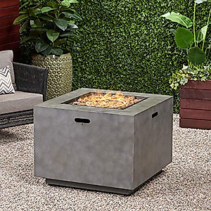 Florence Outdoor 33-Inch Square Fire Pit, Concrete