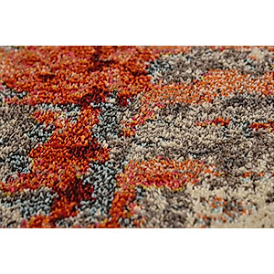 Unique Loom Estrella Collection Modern, Abstract, Light Colors, Distressed Area Rug, 5 ft x 8 ft, Orange/Beige