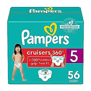 Pampers Cruisers 360 Diapers - Size 5, 56 Count, Pull-On Disposable Baby Diapers, Gap-Free Fit