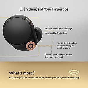 Sony WF-1000XM4 True Wireless Bluetooth Noise Cancelling in-Ear Headphones (Black) Bundle with Dual Pad Wireless Charger - Charge Your Earbuds and Charging Case Easily & Wirelessly (2 Items)