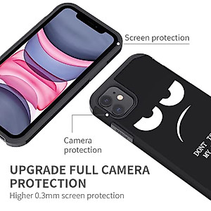 LEEGU for iPhone 11 Case, Cute [Don't Touch My Phone] Shockproof Dual Layer Heavy Duty Protective Silicone Plastic Cover for Girls Women Boys Men Phone Case (iPhone 11 6.1-inch)
