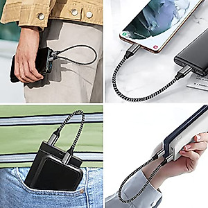 Short USB C to USB C Cable 1FT 3Pack 60W PD Fast Charging Type C Nylon Braided Charger Cord Compatible with Samsung Galaxy A01 A03S A11 A12 A13 A21 A32 A42 A51 A71 A80 A81 A90 S22 S21 Note 20