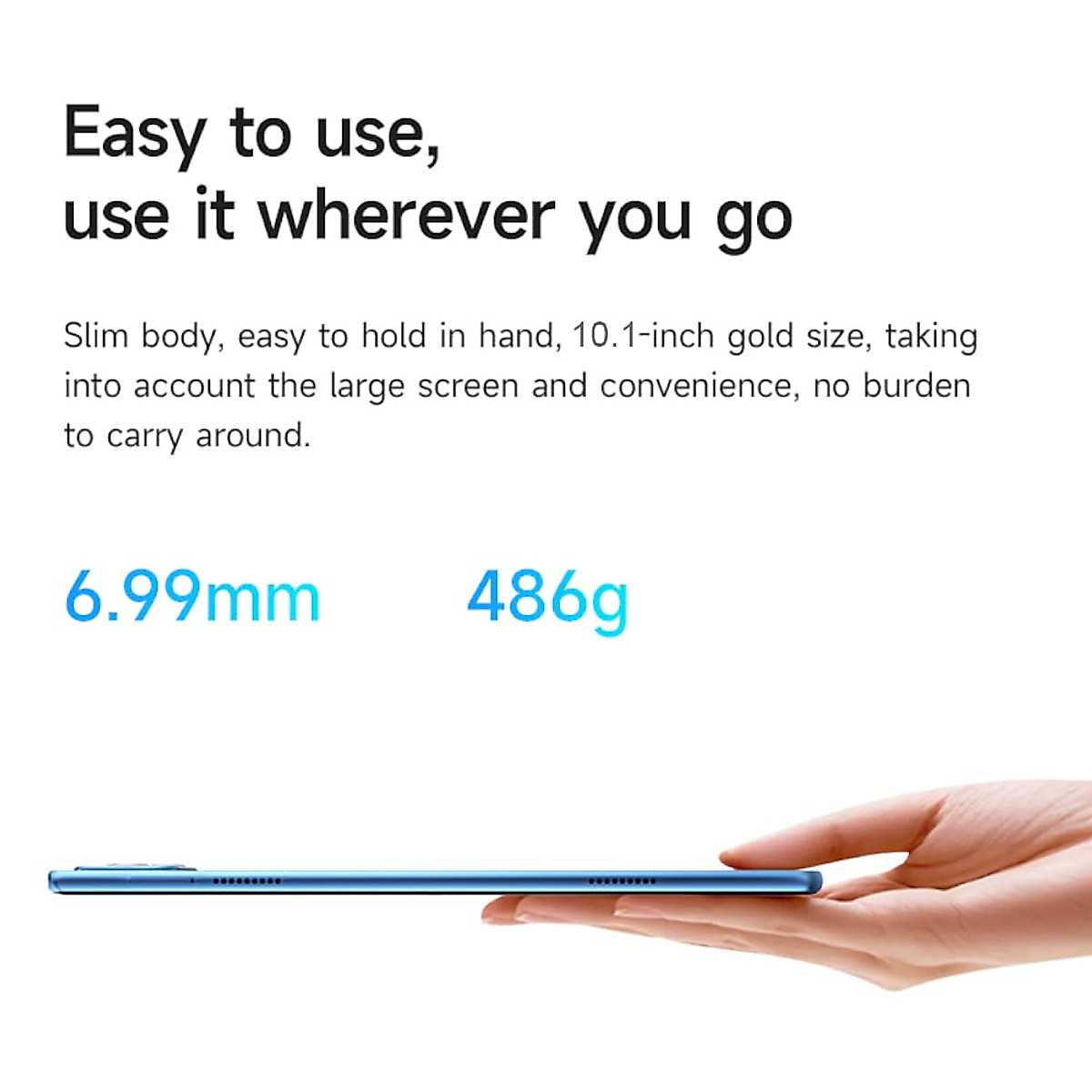 10.1 Inch Tablet, Quad-Core Processor 3GB RAM 64GB ROM, 1280 * 800 IPS Touch Screen, 8MP+2MP Camera, 6000mAh Long Battery Life, WiFi BT Android 12 Tablet