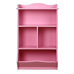 AFBKSS&BB Children Book Shelf, Kids Wood Shelf, Children Multi-Functional Bookcase, Wood Storage Cabinet and Toy Storage Bin (Pink)