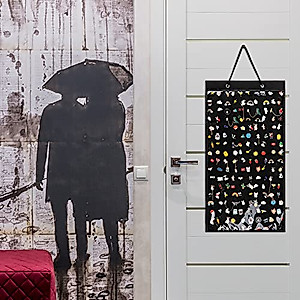 HUHYNN Hanging Brooch Pin Organizer, Dust-proof Enamel Brooch Pin Display, Brooch Collection Storage Organizer, Hold Up to 170 Brooch Pins (Black)