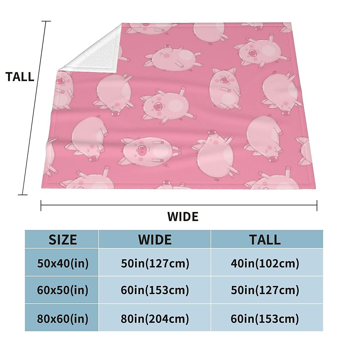 Waldeal Pig Flannel Fleece Throw Blanket 60"x50" Lightweight Couch Sofa Bedroom for Boys Girls Adults All Season