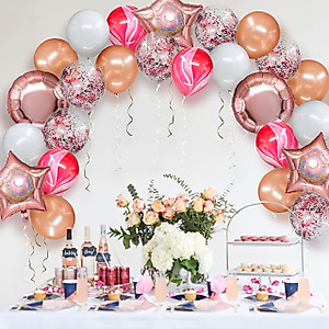 Decor365 Rose Gold Balloons Rose Gold Party Decoration Confetti Pink White Rose Gold Balloon Garland for Birthday Wedding Engagement Bridal Shower Bachelorette Baby Shower Anniversary Party Supplies
