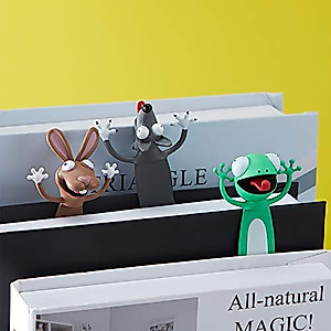 3 Pieces 3D Cartoon Animal Bookmark Wacky Palz Animal Bookmark PVC Animal Bookmark 3 Cute Squashed Animals Stationery for Kids and Students, Reading Presents, Party Favors