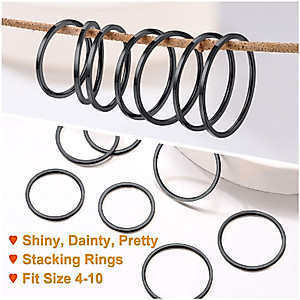 Knuckle Stacking Midi Rings Set Stainless Steel 7Pcs Simple Band Thumb Ring Black