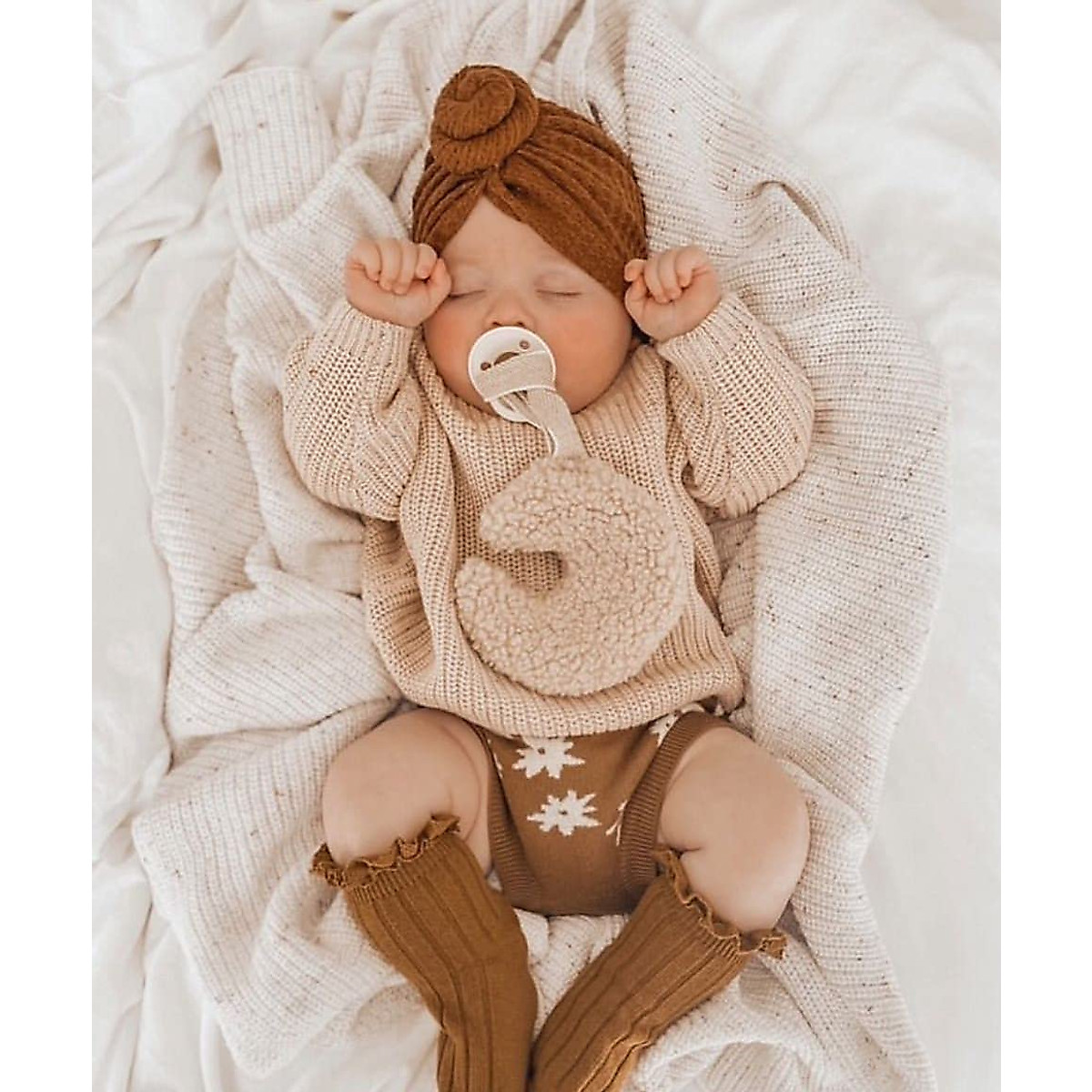 GEZISAN Baby Turban Newborn Baby Girl Hospital Hat Nursery Beanie Headwrap Bohemia Donuts Cap (TWIST06-6PCS)