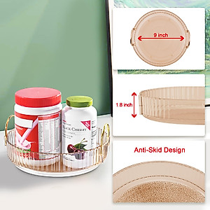 GTI Lazy Susan Organizer, 360 °Rotating Removable Lazy Susan with Handles, Lazy Susan Turntable for Cabinet, Table, Pantry, Kitchen, Countertop, Bathroom, Gold (1 Tier)