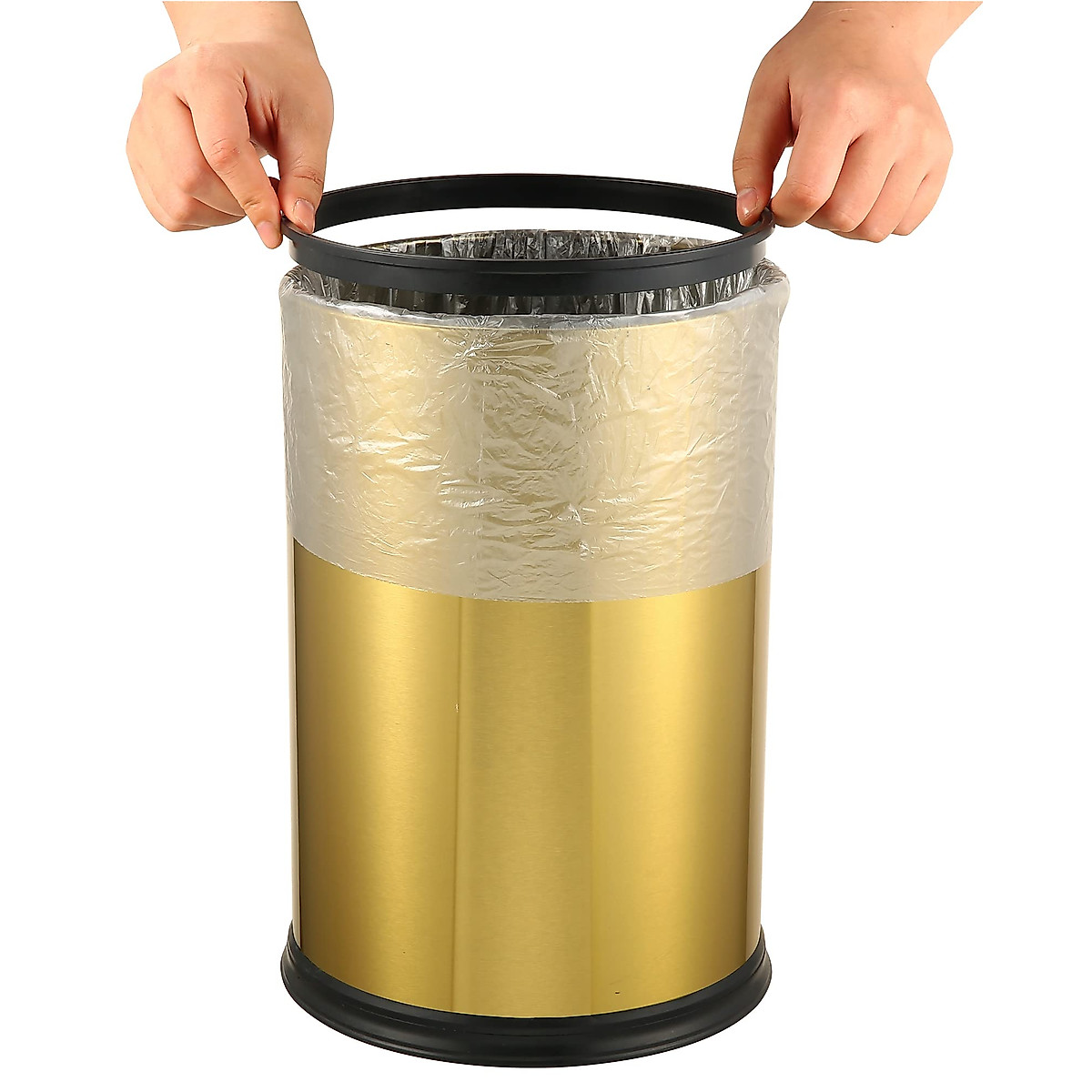 JINYCOME 2.6 Gallon Gold Bathroom Trash can with lid,Small Office Garbage can Wastebasket bin for Bedroom,Living Room,Kitchen (Gold)