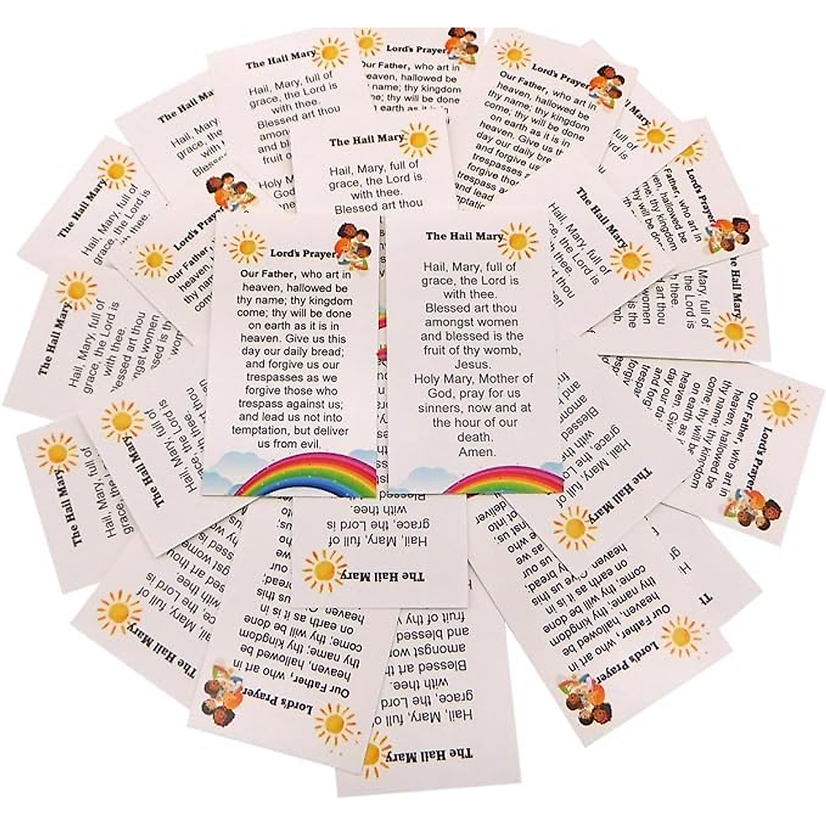 Westmon Works The Hail Mary and Our Father Lords Prayer Childrens Holy Cards Bulk Classroom Pack, Set of 24