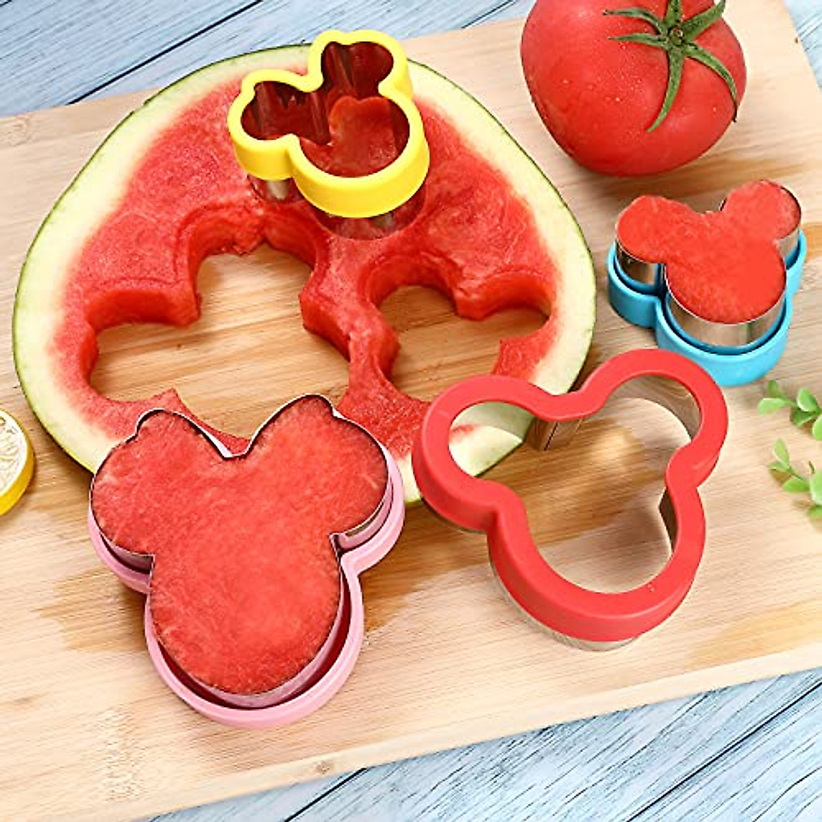 Elfkitwang Minnie Themed Cookie Cutters Set,Minnie Head Cartoons Shapes Cookie Cutter for Kids Sandwich Cakes Biscuits Vegetables Fruit Cutters Baking Mold(Assorted Sizes)