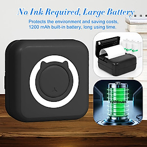 KozyOne Portable Thermal Printer, No Ink Required, with 3 Rolls of Sticker and 3 Rolls of Thermal Paper, Bluetooth Inkless Printer for Labels, Photos, Memos, to-Do Lists, Notes and More.(Black)