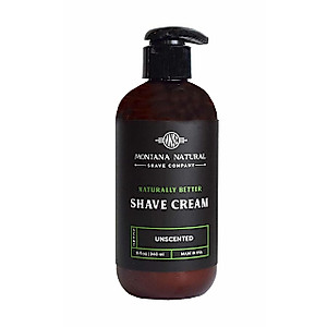 MNSC Unscented Naturally Better Pump Shave Cream - Smooth, Hypoallergenic, All-Natural, & Handcrafted in USA