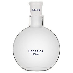 Labasics Single Neck Flat Bottom Boiling Flask, Borosilicate Glass Flat Bottom Boiling Flask with 24/29 Standard Joint, 500 ml