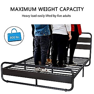 SHA CERLIN King Size Platform Bed Frame with Wooden Headboard and Footboard, Heavy Duty Metal Bed Frame with 10" Under-Bed Storage, Noise-Free, No Box Spring Needed, Black