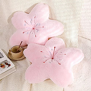 Walbest Cute Sakura Throw Pillows Kawaii Room Decor, Cherry Blossom Plush Pillow Decorative Flower Pillow for Couch Decor Pink 15.75"