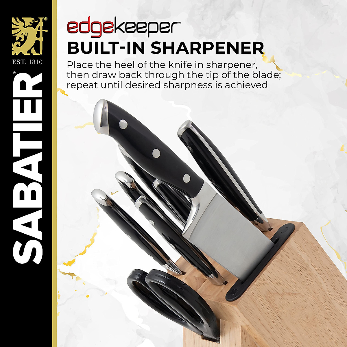 Sabatier Forged Triple Rivet Knife Block Set, 16-Piece, Black