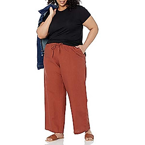 Amazon Essentials Women's Linen Blend Drawstring Relaxed Fit Wide Leg Pant (Available in Plus Size), Terracotta, 3X